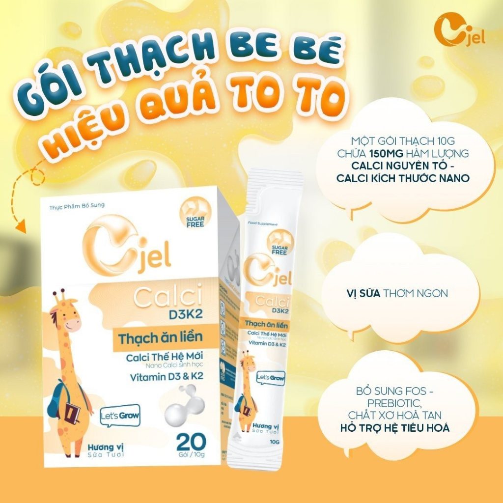 Thạch CJEL CANXI D3K2 Bổ Sung Canxi hữu cơ, Vitamin D3K2 Phát Triển ...