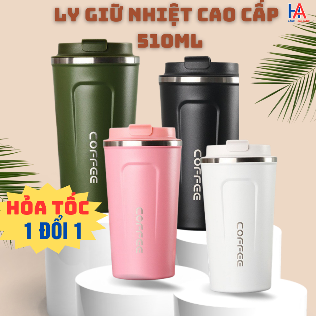 Bình Ly Giữ Nhiệt Cao Cấp COFFEE 510ml - Inox 316, Dây Đeo Tiện Lợi và Ống Hút Chống Xước Kiểu ...