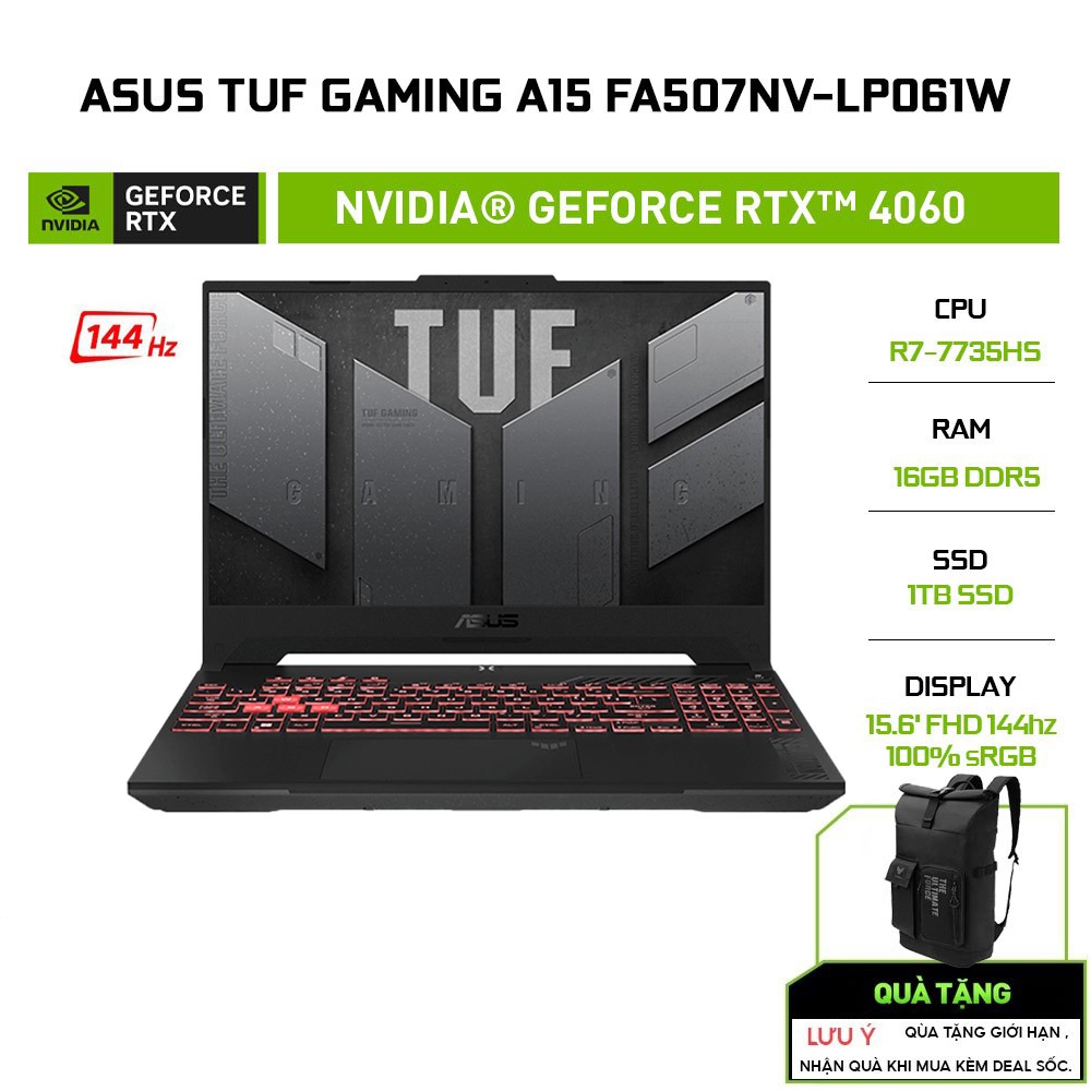 Laptop ASUS TUF Gaming A15 FA507NV-LP061W R7-7735HS | 16GB | 1TB | RTX ...