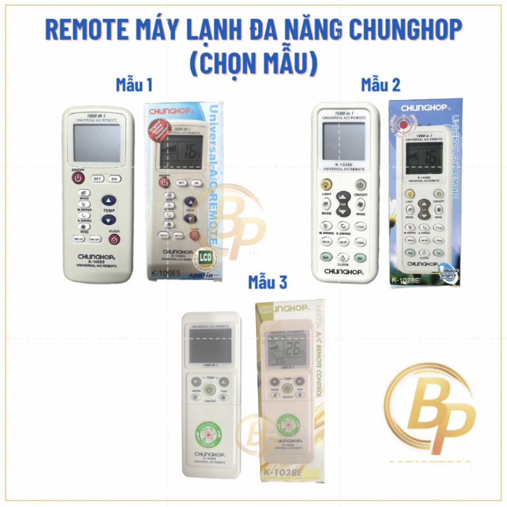 Remote máy lạnh đa năng Chunghop (Chọn mẫu) - Điều khiển điều hoà đa ...