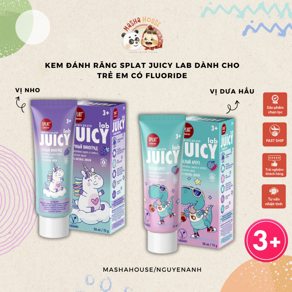 Kem đánh răng Splat Juicy Lab dành cho trẻ em từ 3 tuổi, có fluoride 55ml | Shopee Việt Nam