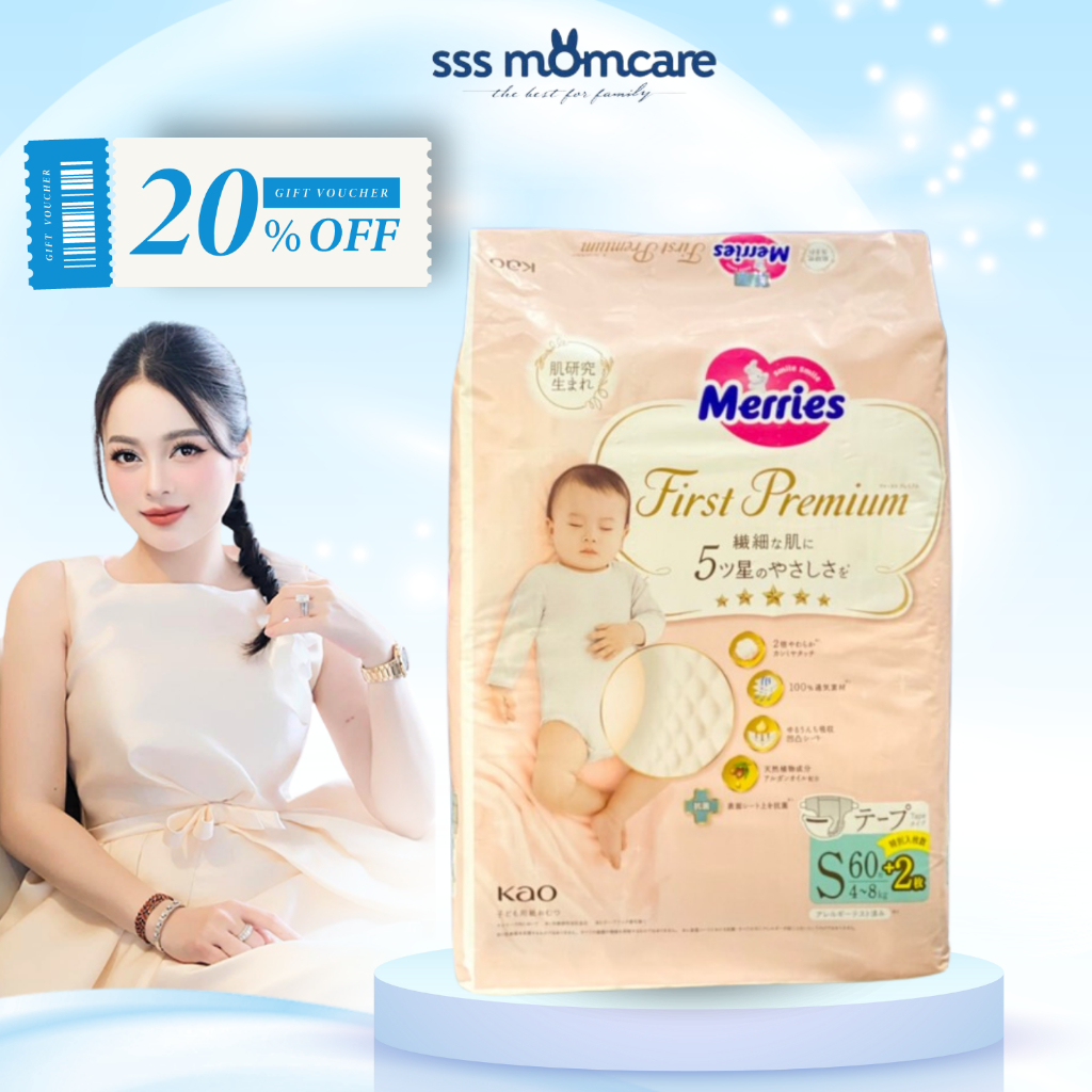 Bỉm Merries First Premium cho bé siêu thấm hút, thoáng khí, chống tràn ...