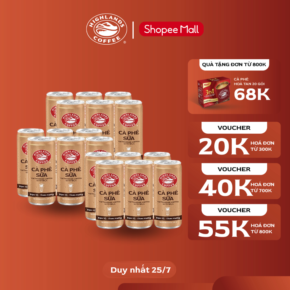 [MUA 2 TẶNG 1] CÀ PHÊ SỮA ĐÓNG LON HIGHLANDS COFFEE - LỐC 6 LON ...