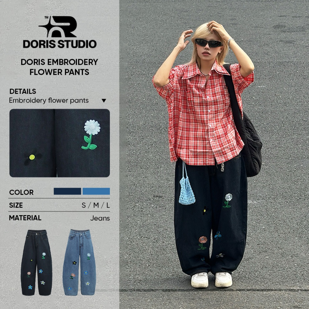 Quần jean DORIS BASIC WILDFLOWERS / Form rộng unisex / DORIS ® | Shopee ...
