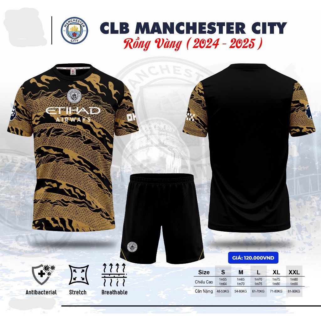 Bộ Đồ Đá Banh CLB MC Man city đen 2024 | Shopee Việt Nam