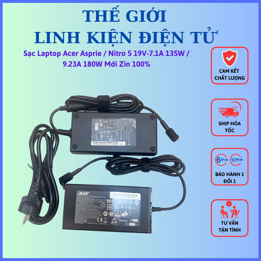 Sạc Laptop Acer Asprie / Nitro 5 19V-7.1A 135W / 9.23A 180W Mới Zin 100% | Shopee Việt Nam