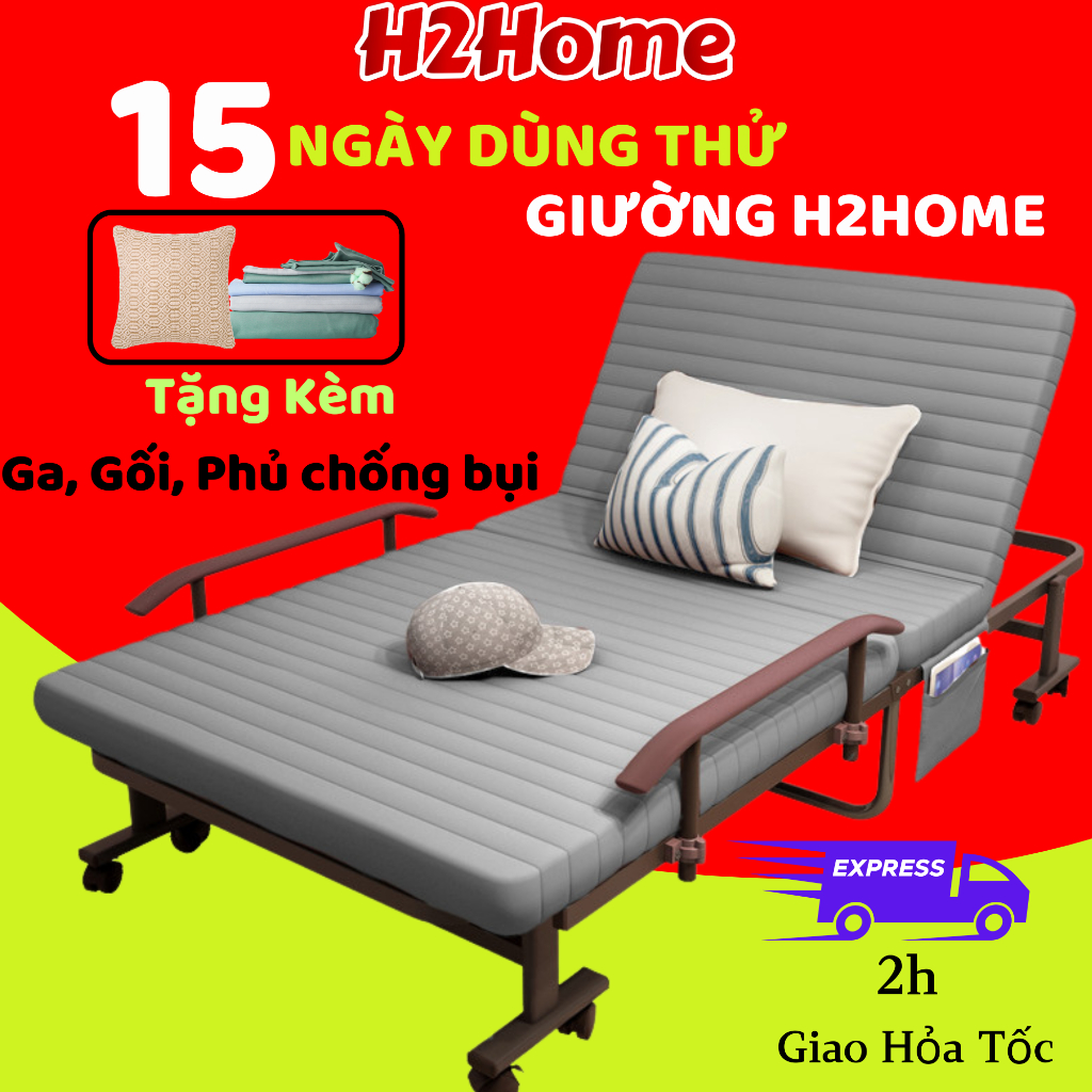 Giường gấp gọn 2 khúc cao cấp nhiều kích thước, tiện lợi sang trong bảo hành 12 tháng H2Home ...