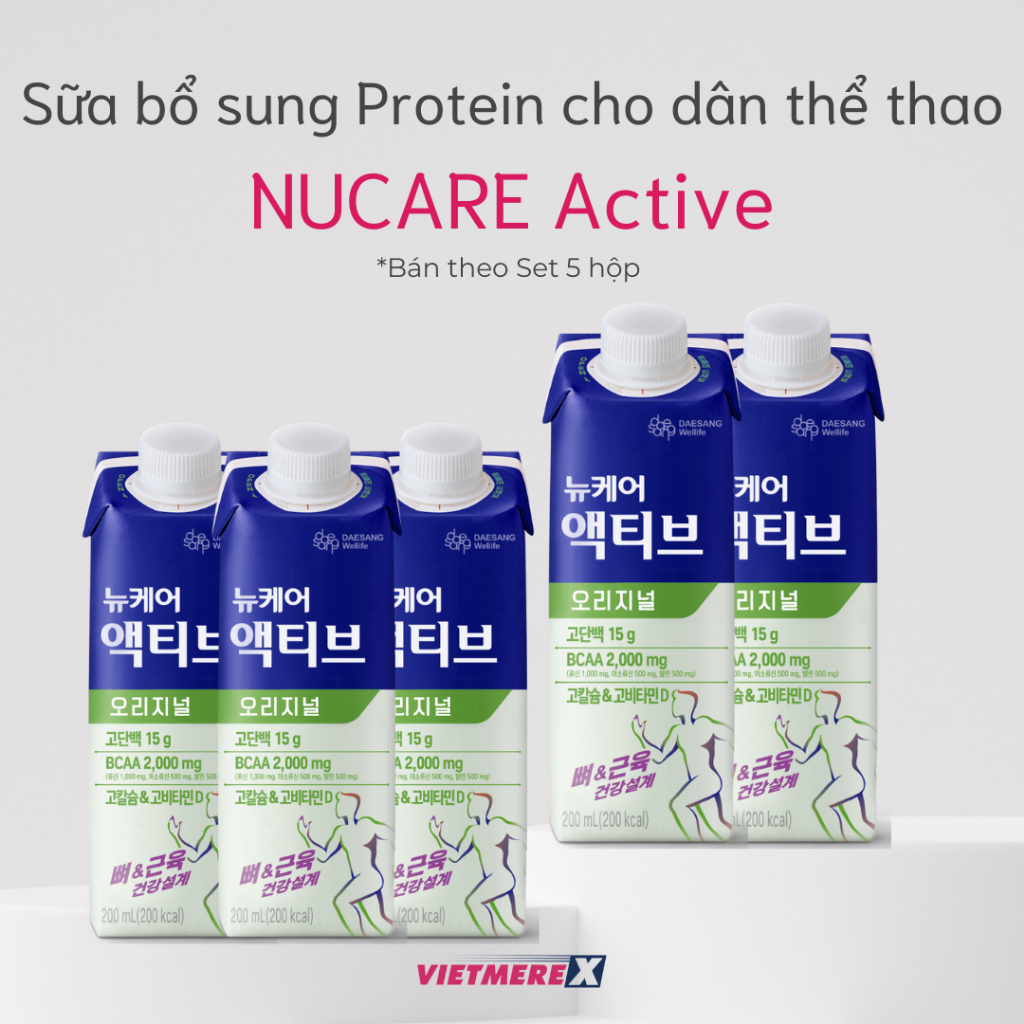 [Set 5 hộp] Sữa bổ sung Protein Daesang Wellife NUCARE Active 200mlx5 ...