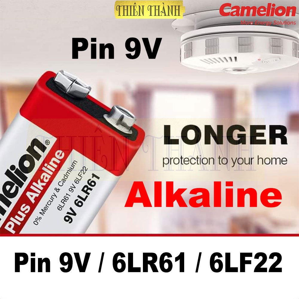 Pin 9V Camelion,Alkaline Plus,6LR61,6LF66,pin vuông,cho Micro, Đồng hồ ...