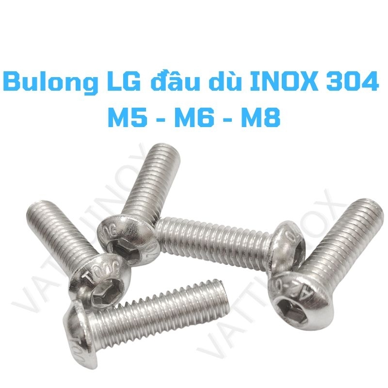 Bulong lục giác Mo (đầu tròn) INOX 304 - M5, M6, M8 (10 con) | Shopee Việt Nam