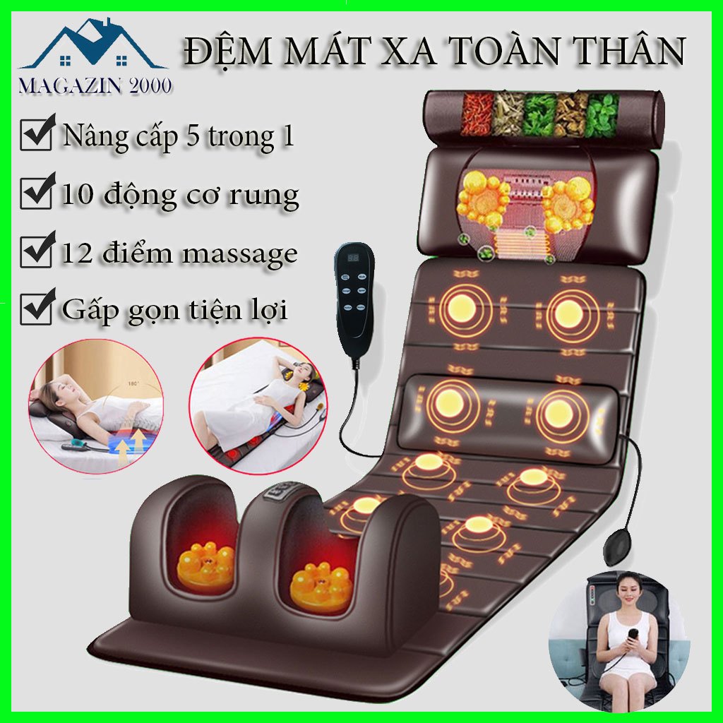 Đệm massage toàn thân cao cấp 10 động cơ rung 12 điểm mátxa giúp trị ...