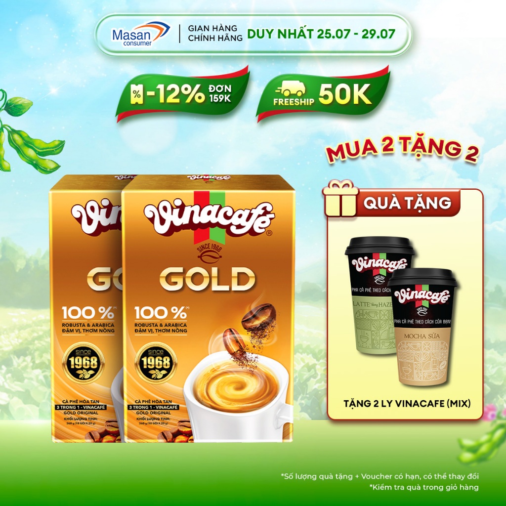 Combo 2 Cà phê Vinacafé 3in1 Gold Original Hộp 18 gói x 20G | Shopee ...