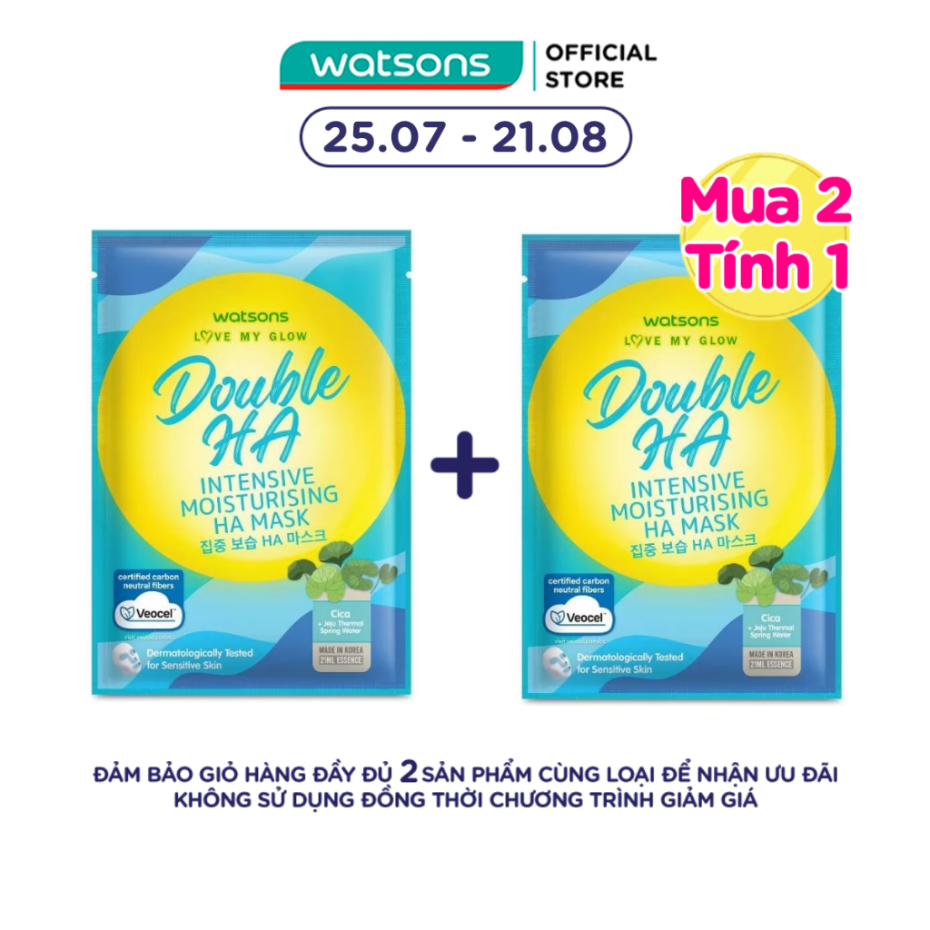 Mặt Nạ Watsons Double HA Intensive Moisturising HA Mask 21ml | Shopee ...
