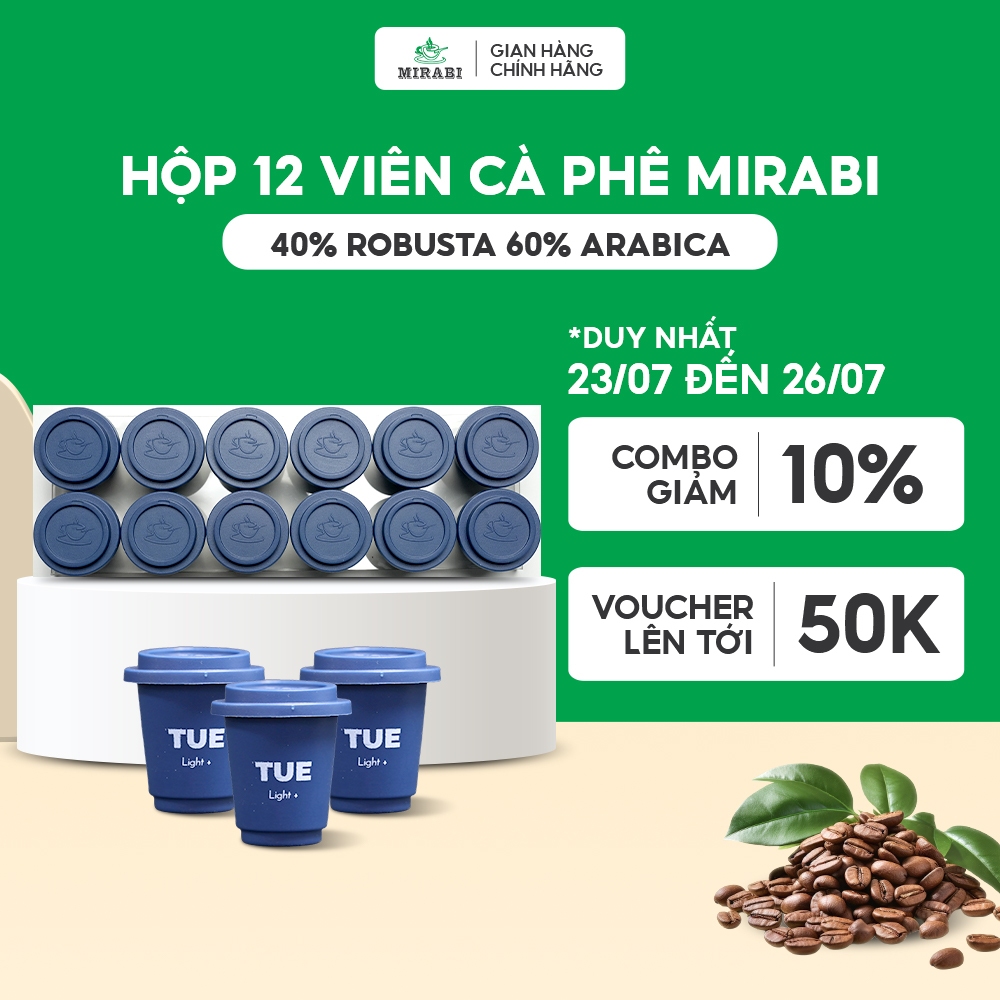 Cà Phê SẤY THĂNG HOA MIRABI-HOÀ TAN TRONG NƯỚC LẠNH-Hộp 12 viên Xanh ...