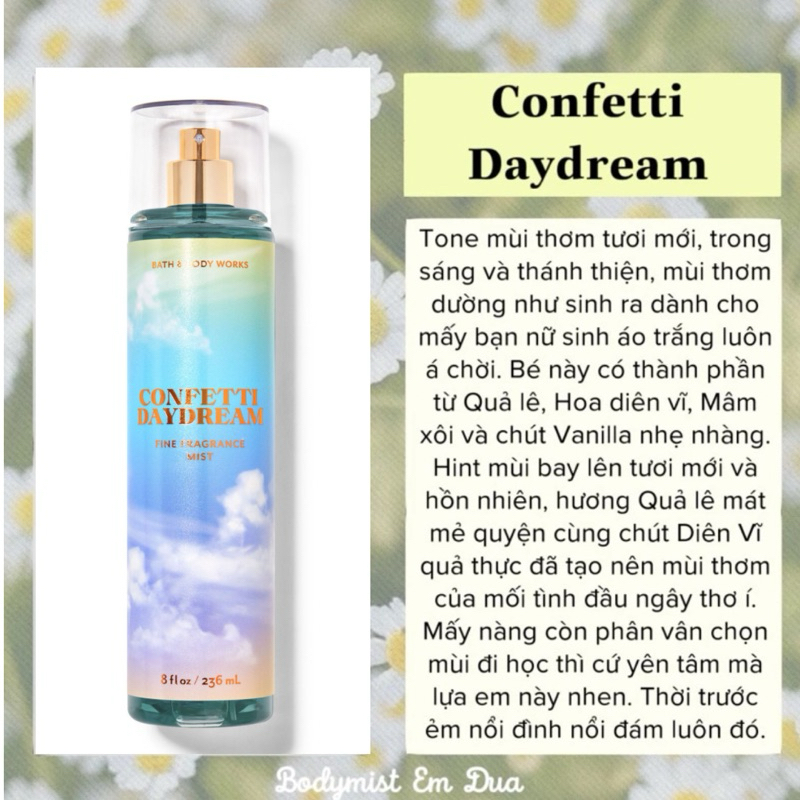 [Bodymist] Xịt Thơm Toàn Thân - CONFETTI DAYDREAM - Em Dứa | Shopee Việt Nam