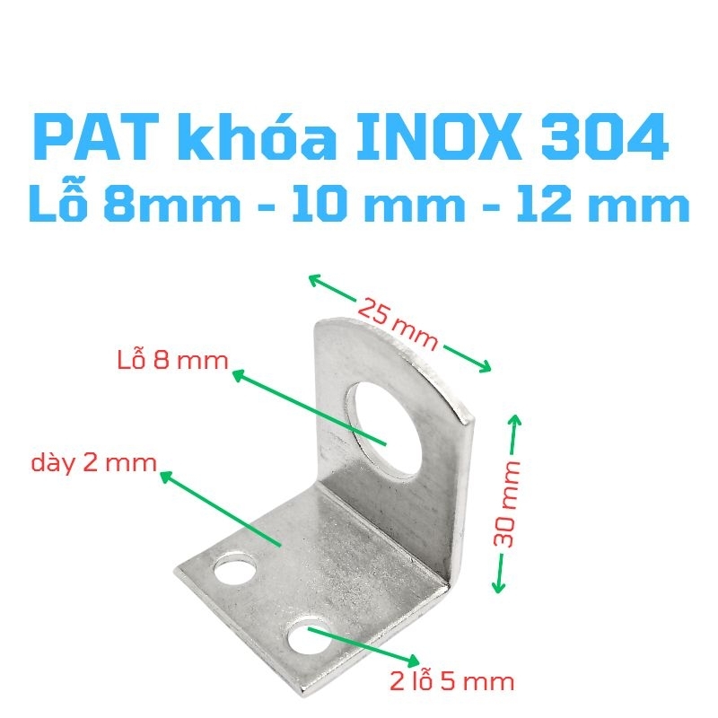 Pát khóa Inox 304 - lỗ 8mm - lỗ 10mm - lỗ 12mm (5 cái) | Shopee Việt Nam
