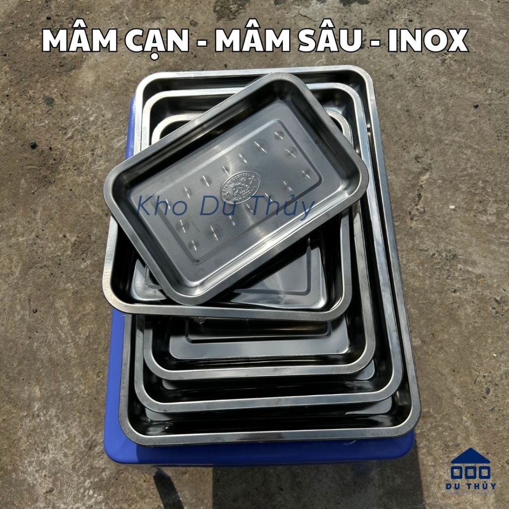 Khay inox chữ nhật loại cạn và sâu dùng làm mâm phục vụ chất liệu inox ...