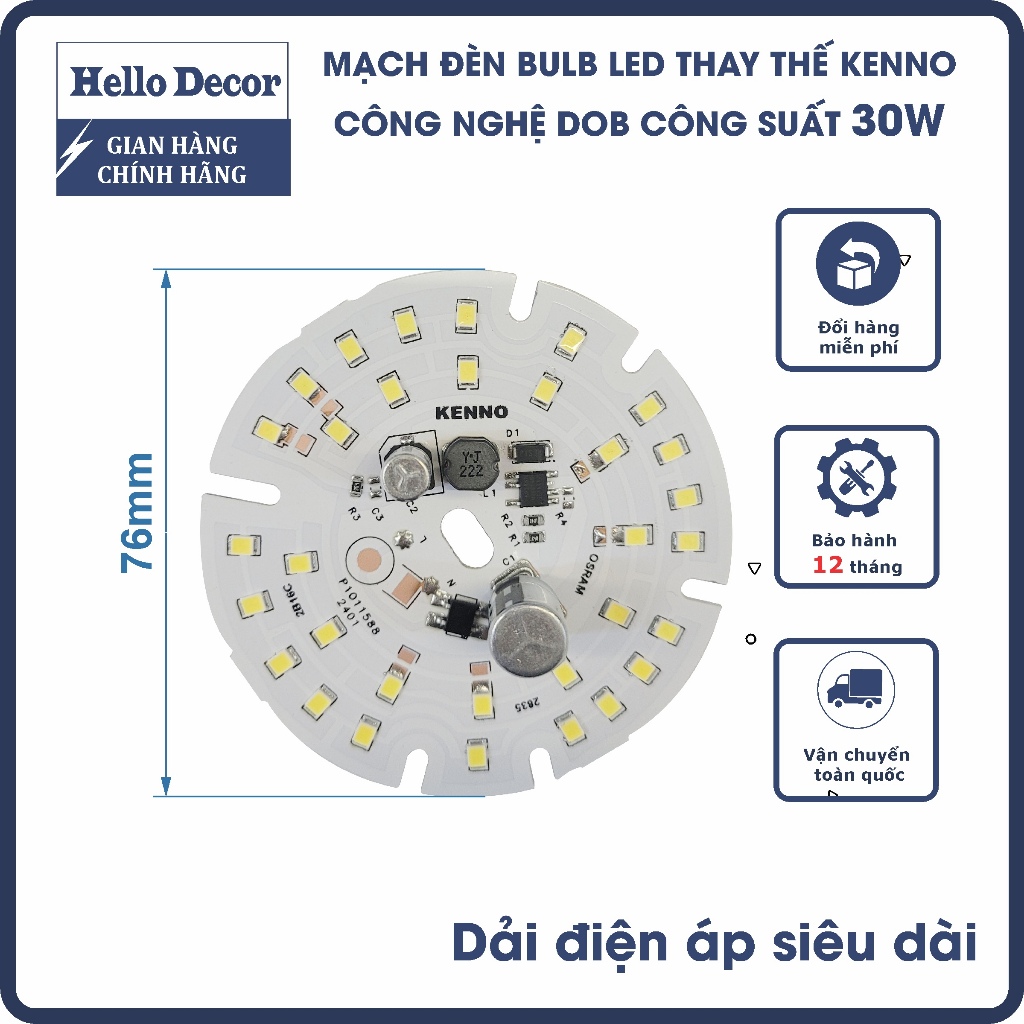 Bộ 3 Mạch, 10 Mạch Bulb LED Công Suất 20W, 30W, 40W, Công Nghệ DOB ...