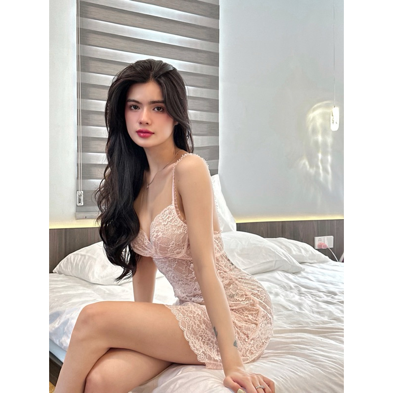 Đầm ngủ thiết kế ren xuyên thấu quyến rũ 𝐂𝐡𝐥𝐨𝐞 𝐃𝐫𝐞𝐬𝐬 hồng babyy (chú ý mã ren mới màu hồng đậm ...