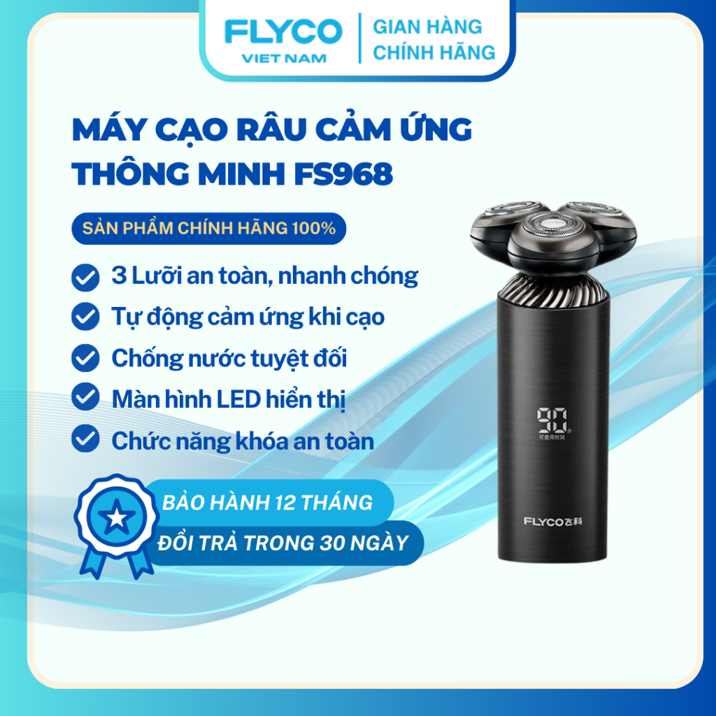 Máy Cạo Râu Cảm Ứng Thông Minh Chống Nước Có Màn Hình LED Flyco FS968 Chính Hãng | Shopee Việt Nam