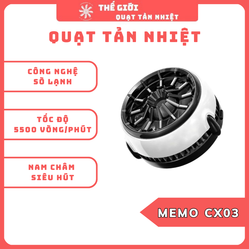 Sò Lạnh Memo CX03 - Quạt Tản Nhiệt Điện Thoại - LED Gaming,Hút Nam Châm ...