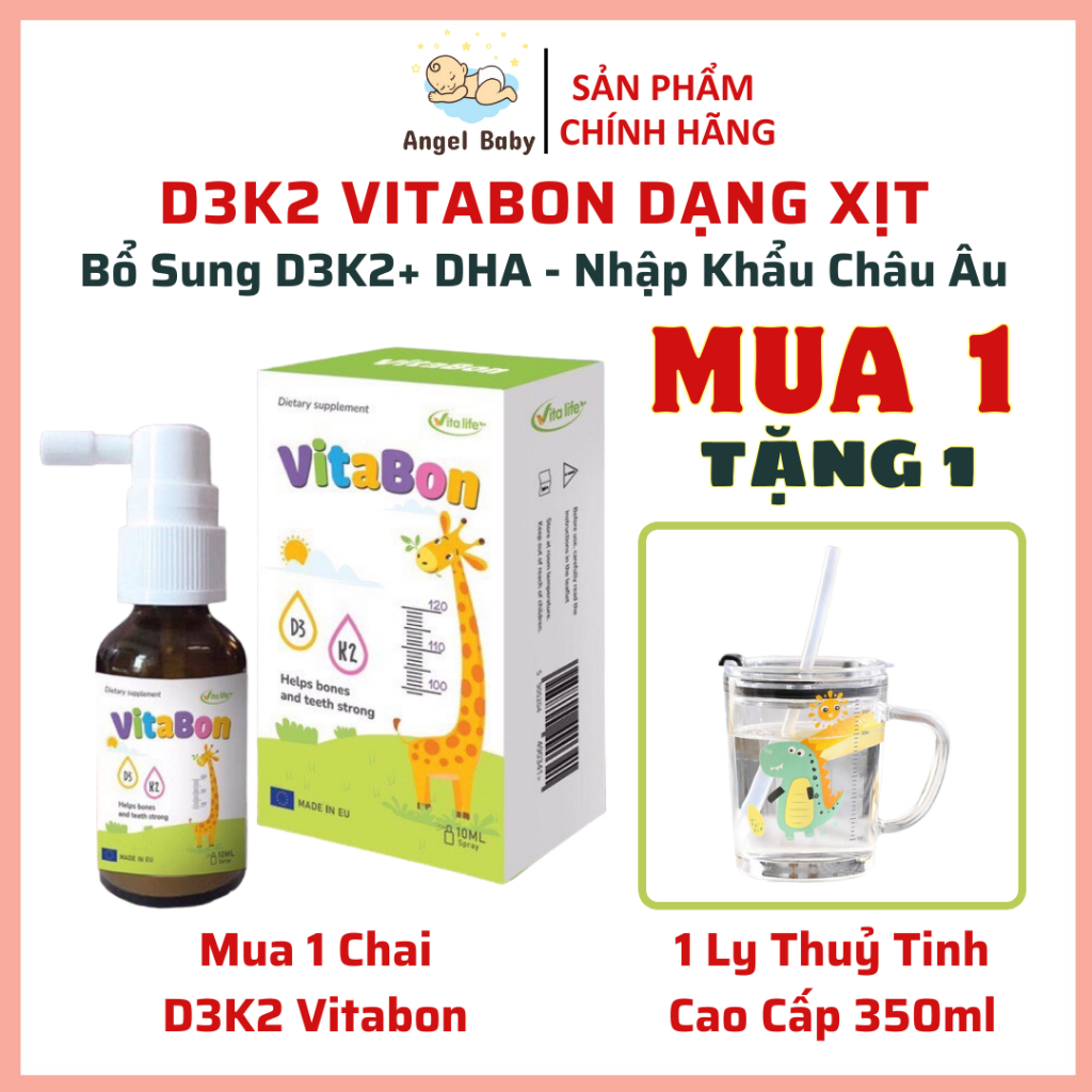 Vitamin D3K2 DHA Vitabon dạng xịt cho bé, bổ sung canxi, giúp xương chắc khoẻ, tăng chiều cao ...