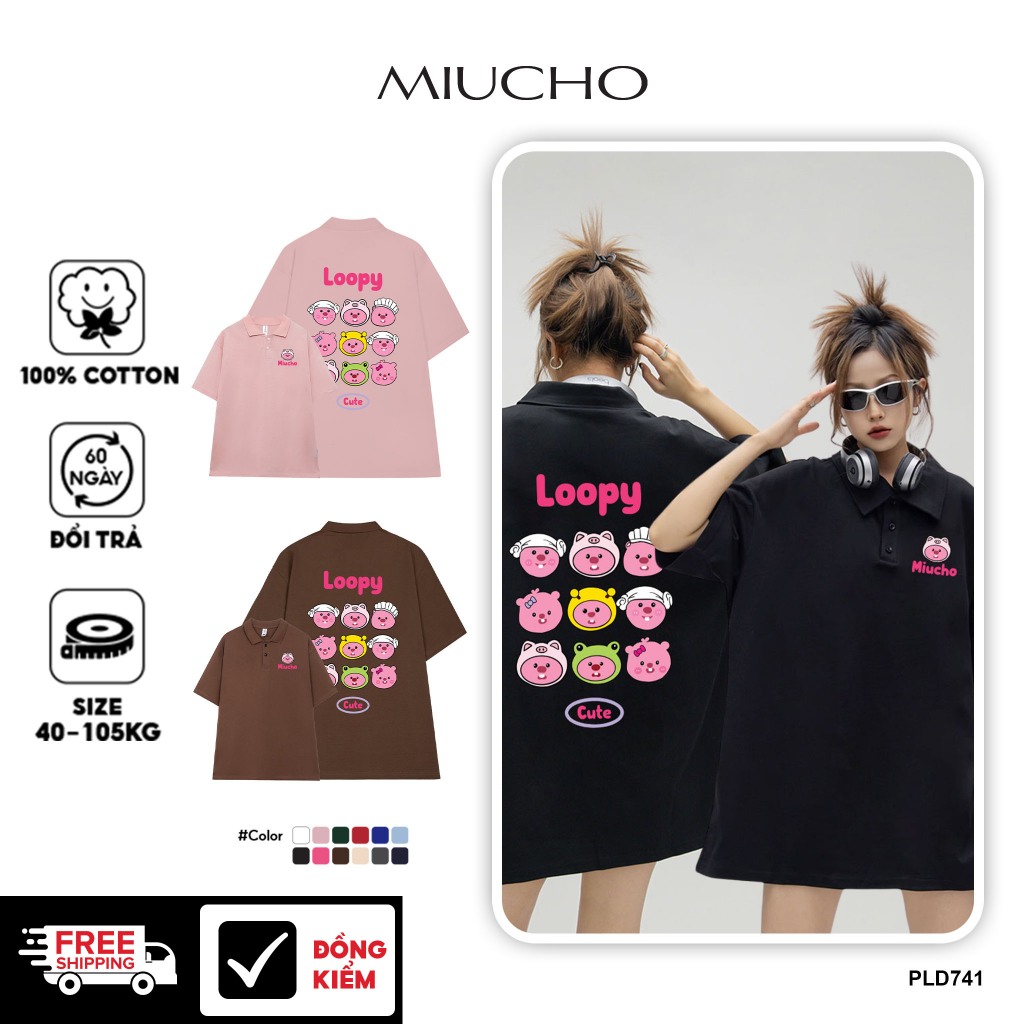 Áo polo Loopy unisex local brand form rộng PLD741 chất cotton Miucho in ...