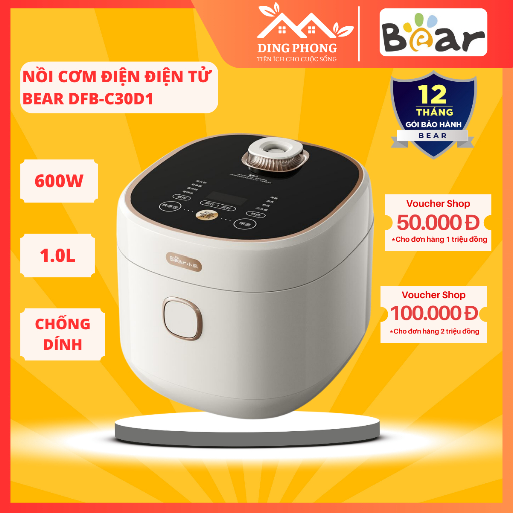 Nồi Cơm Điện Tử Bear 1L Lòng Nồi 6 Lớp Đa Năng Nấu Cơm Nấu Cháo Hầm Hấp Hâm Nóng Chính Hãng Bear ...