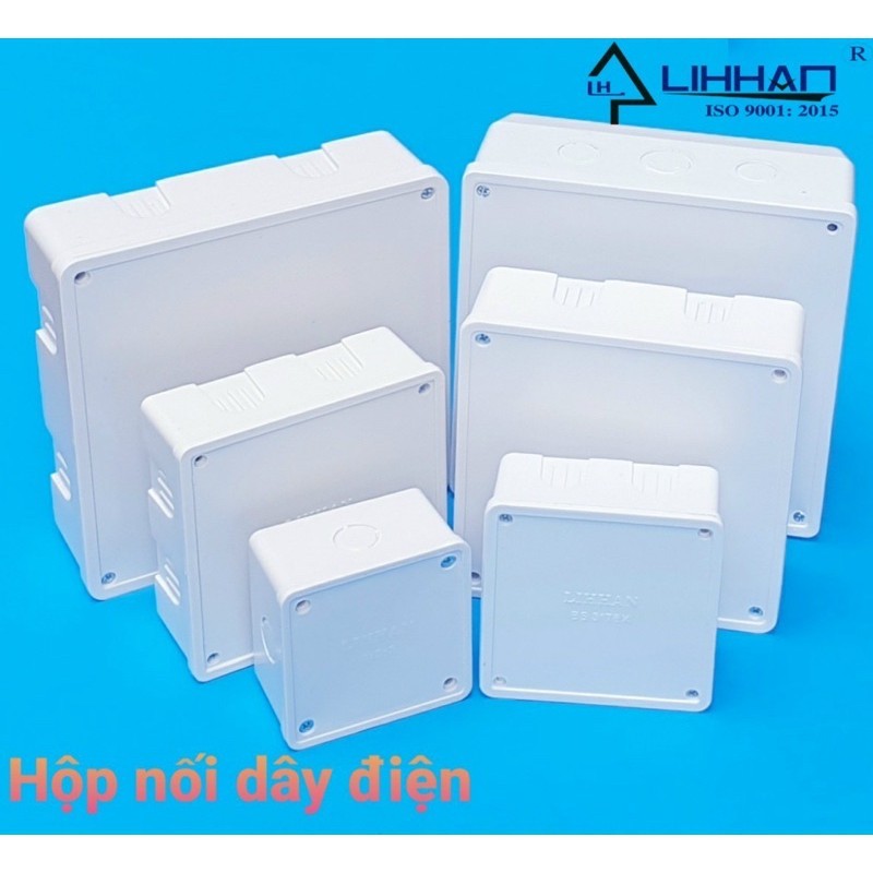 Hộp box nối dây điện có lỗ chờ ống Pvc chất liệu PVC chống cháy KT 8x8 ...