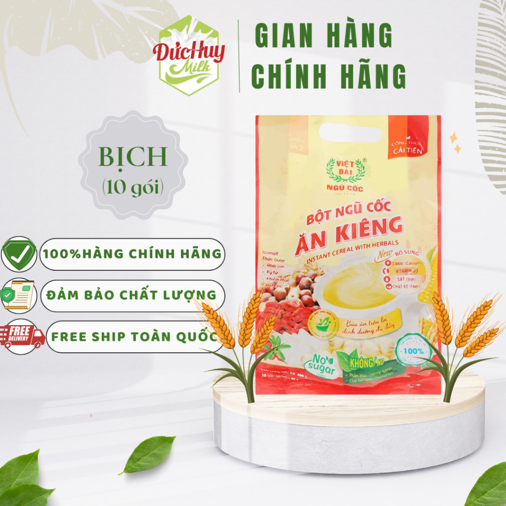 Bột ngũ cốc ăn kiêng không đường Việt Đài Túi 525g (35g x 15 gói) | Shopee Việt Nam