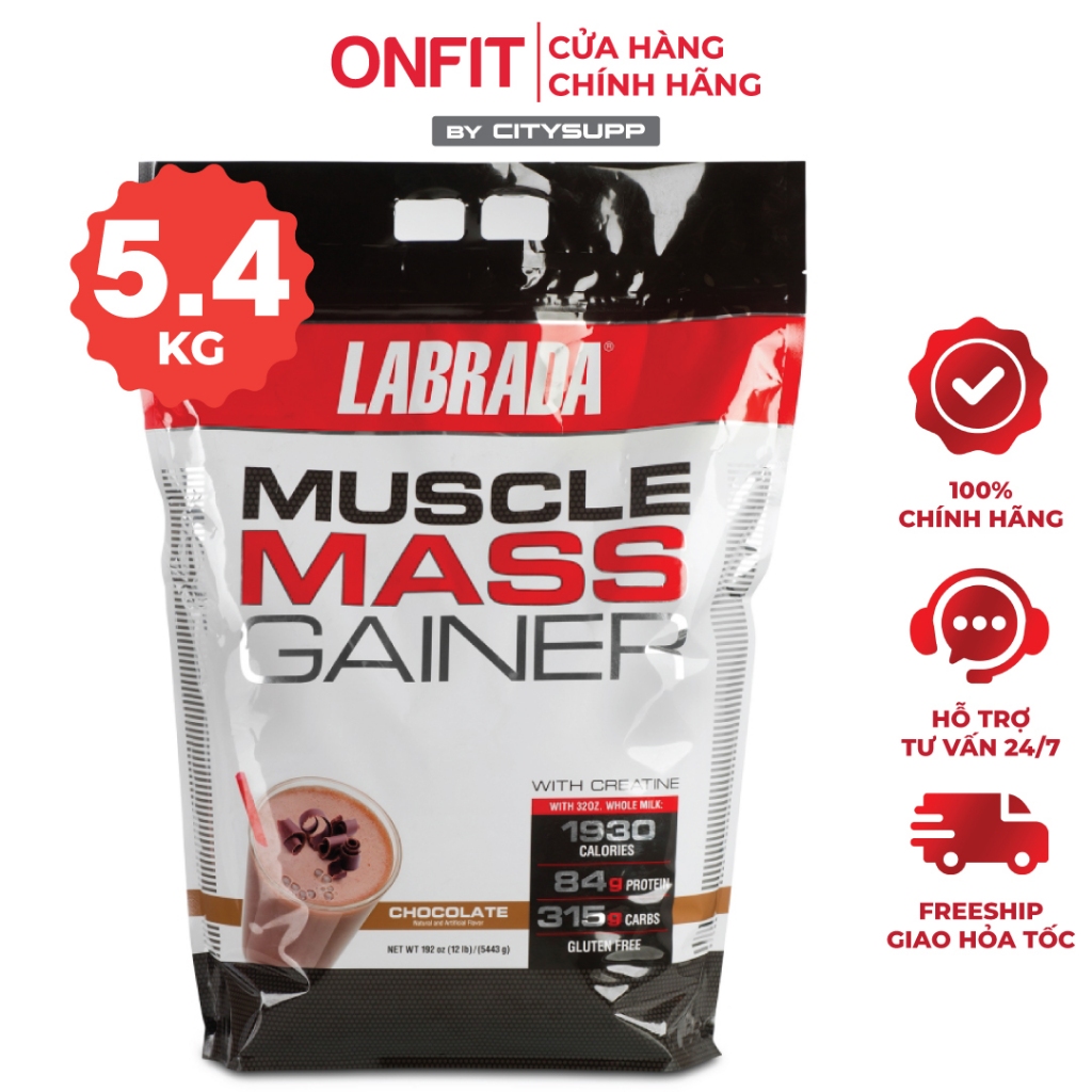 Sữa Tăng Cân Tăng Cơ Labrada Muscle Mass Gainer 5.4Kg (12Lbs) 1290 Calo, 52G Protein và Vitamin ...
