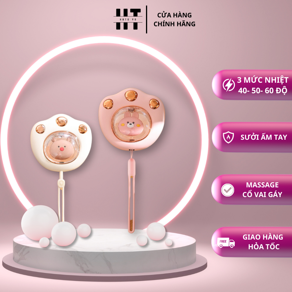 Máy Sưởi Ấm Tay Mini HATO Đa Năng Hình Chân Mèo Pin Sạc 4 Tiếng Sử Dụng ...