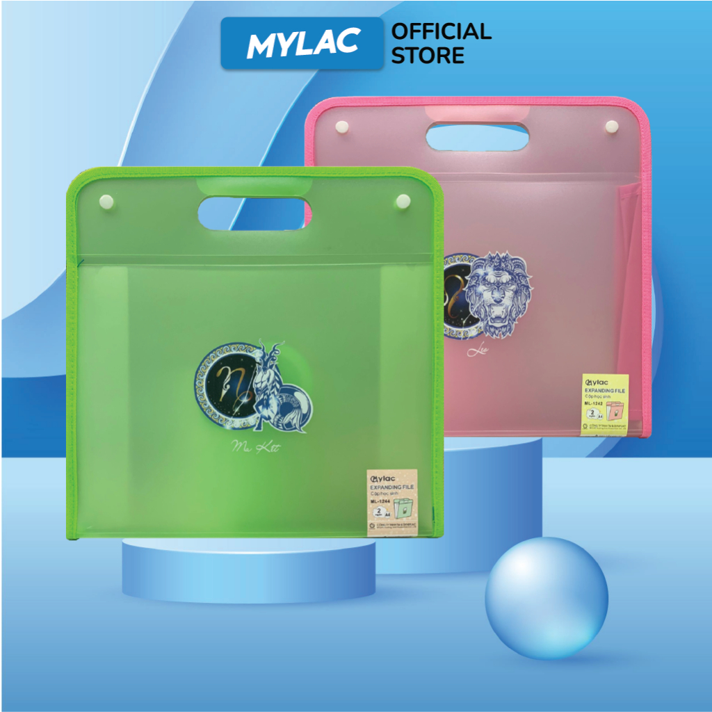 Cặp học thêm 1 quai Mylac nhựa PP nguyên sinh 100%, chủ đề 12 cung hoàng đạo ( Vàng, xanh dương ...