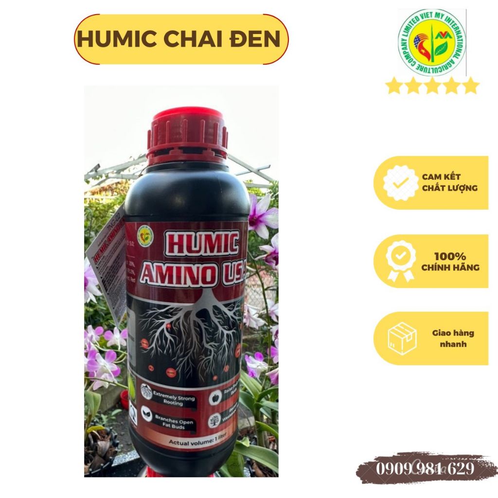 Phân bón chai humic amino chai đen 1 lít pha 800 - 1000 lít nước ...