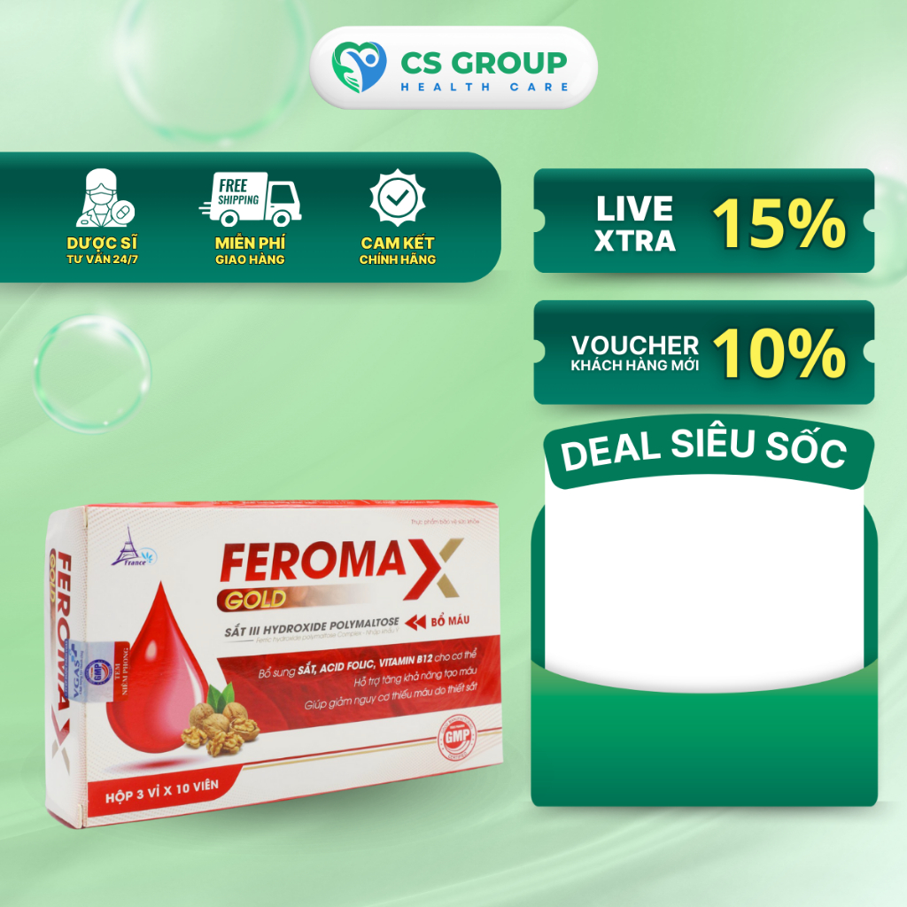 Feromax Gold Giúp Bổ Sung Sắt, Axit Folic, Vitamin B12 Cải Thiện Tình ...