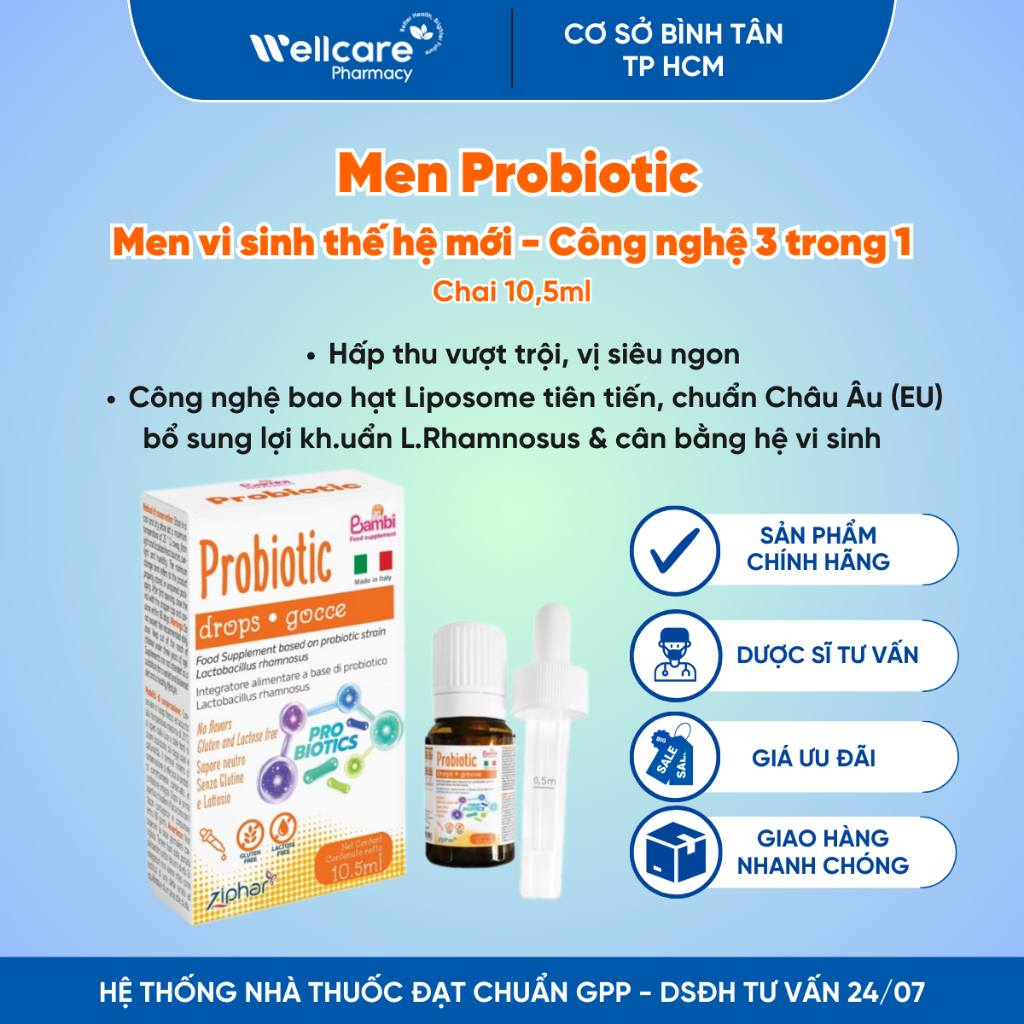 Men vi sinh Probiotic [Chính hãng] - Lọ 10,5ml hỗ trợ tiêu hóa, cải ...