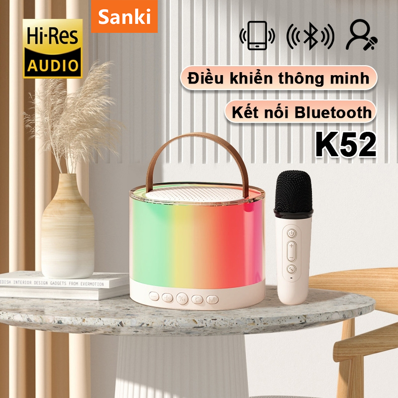 loa karaoke K52 Bluetooth Micro kép Micro Gia Đình KTV Micro Đèn RGB ...