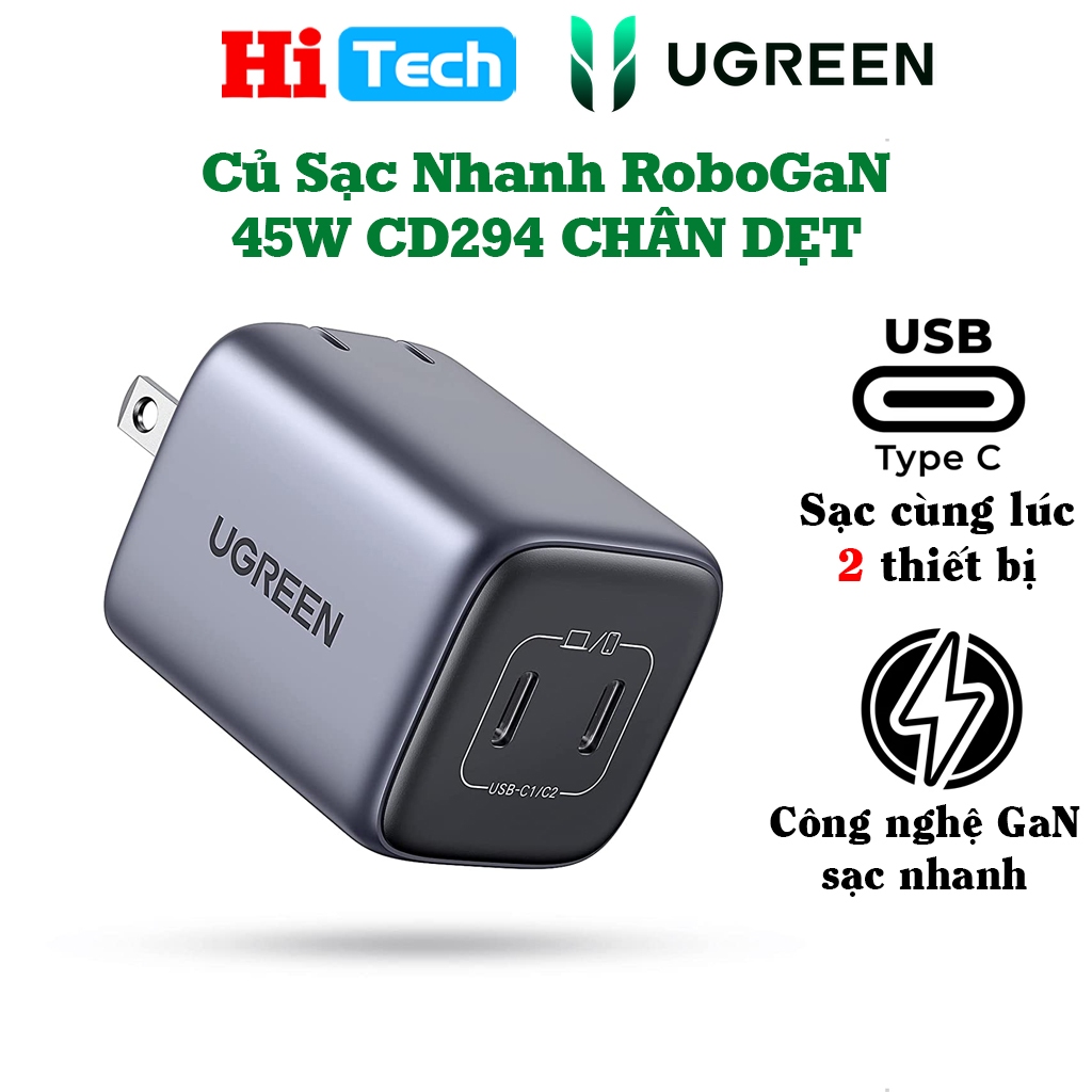 Củ Sạc Siêu Nhanh Ugreen 45W CD294 2 cổng Type C - Cốc Sạc Công Nghệ ...