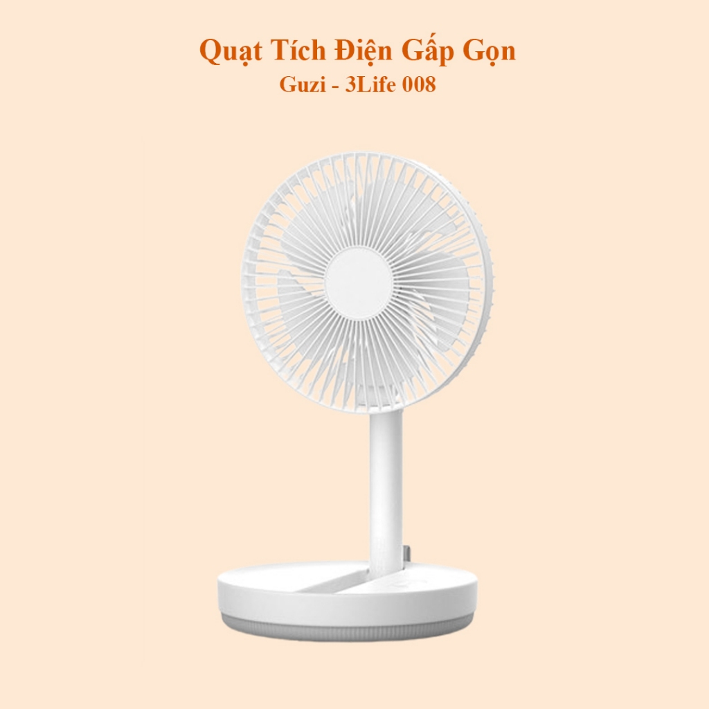 Quạt Tích Điện Gấp Gọn Guzi 3Life 008 - Dung Lượng Pin 8000mAh, Quay ...