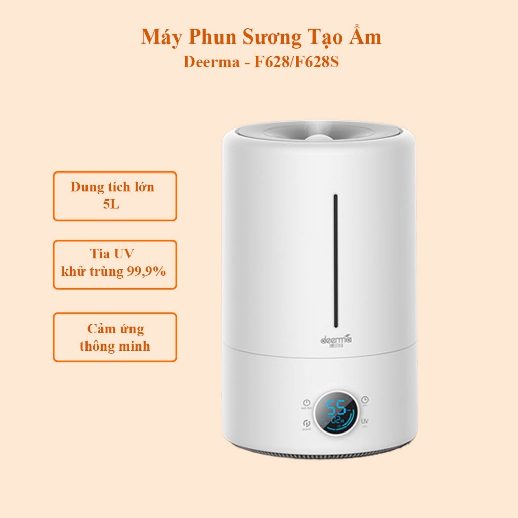 Máy phun sương tạo ẩm không khí thông minh Deerma F628, F628S dung tích 5L, đèn UV làm sạch ...