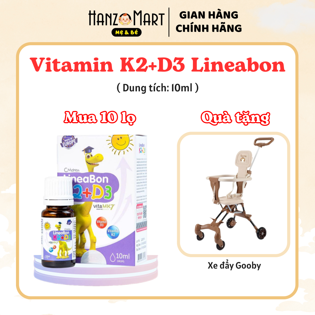 Combo 10 lọ LineaBon D3K2 Vitamin D3K2 tinh khiết hỗ trợ hấp thu canxi ...