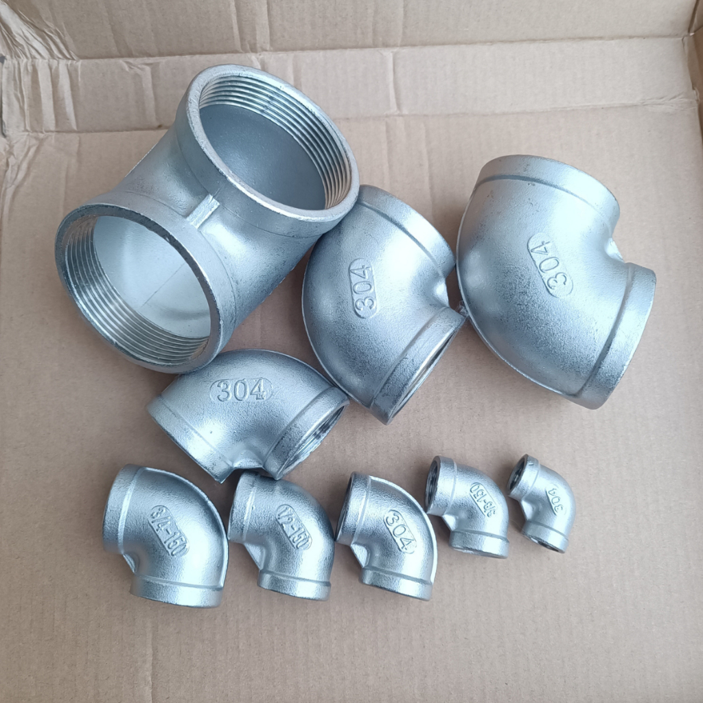 Co ren inox 304 phi 13 - 34mm cút nối góc 90 độ răng trong hai đầu bằng ...