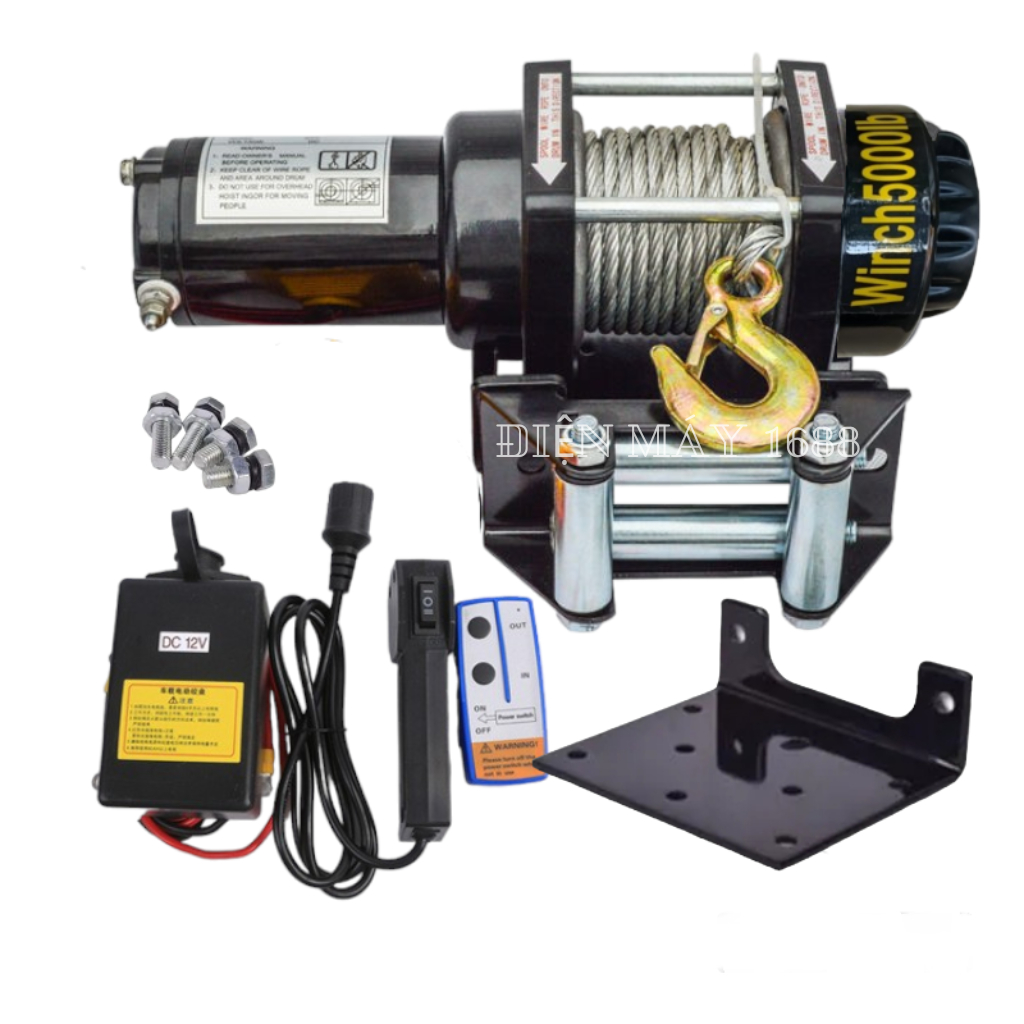 Tời điện 12v ắc quy 5000lbs, 4000lbs cáp dài 10M có điều khiển từ xa ...