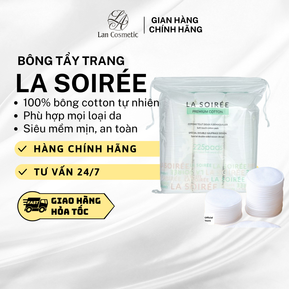 Bông tẩy trang La Soirée 500 miếng vuông/225 miếng tròn/ 120 miếng tròn/ 85 miếng vuông | Shopee ...