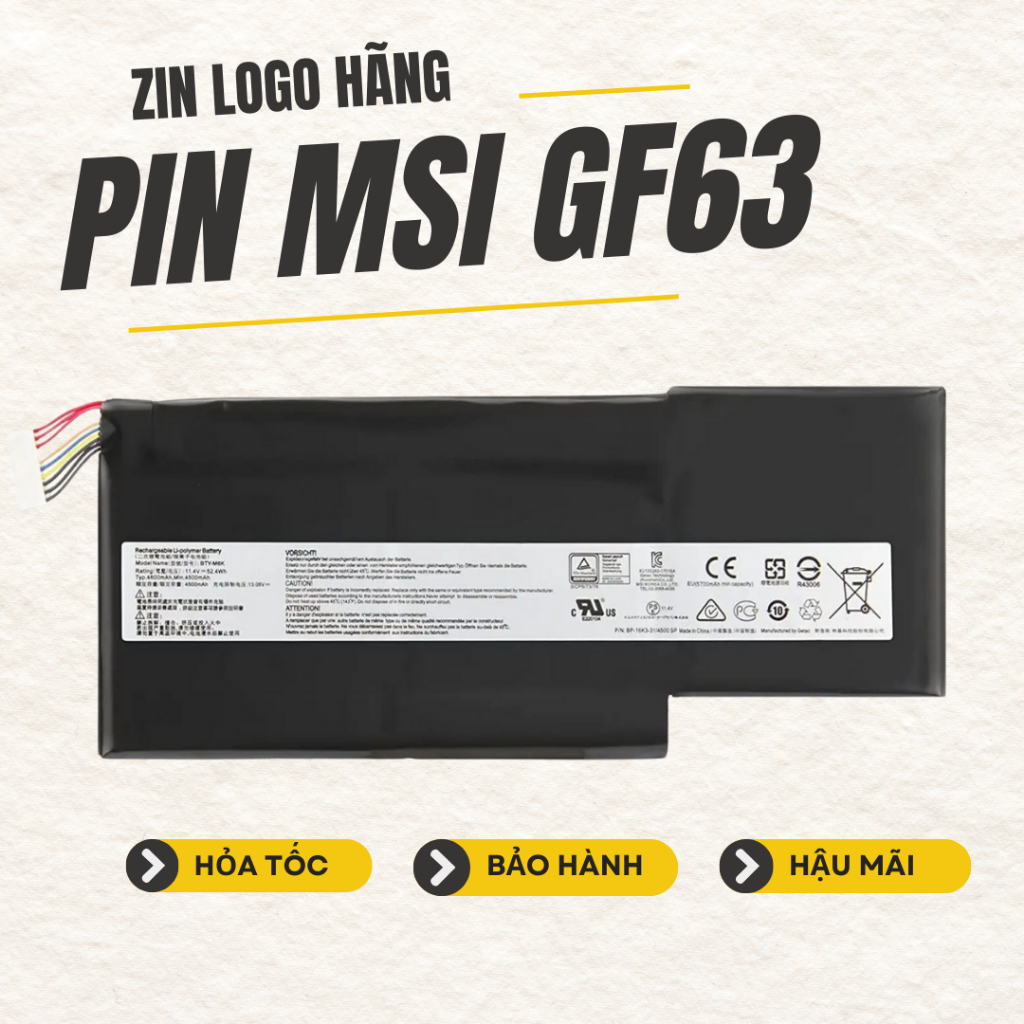 Pin Laptop MSI GF63 GF75 GF73-8RC 7RG 7RG-005 52.4WH BTY-M6K MS-17B4 MS ...