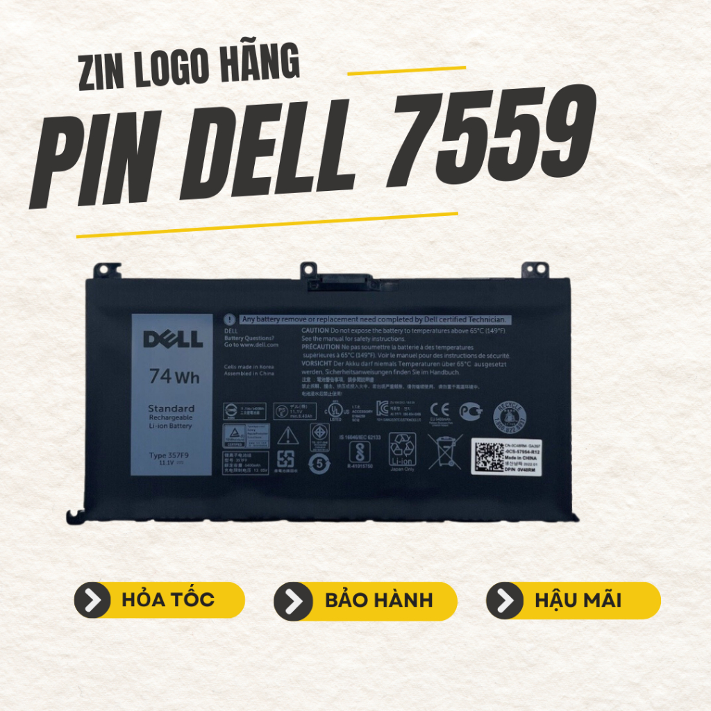 Pin Zin Laptop Dell Inspiron 15 5000 5576 5577 15 7000 7557 7559 7566 ...