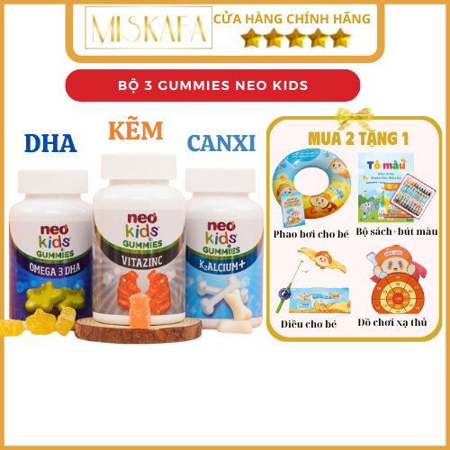 BỘ 3 NEO KIDS GUMMIES, Neo kids Canxi, Neo Kids ZinC bổ sung kẽm cho bé ...