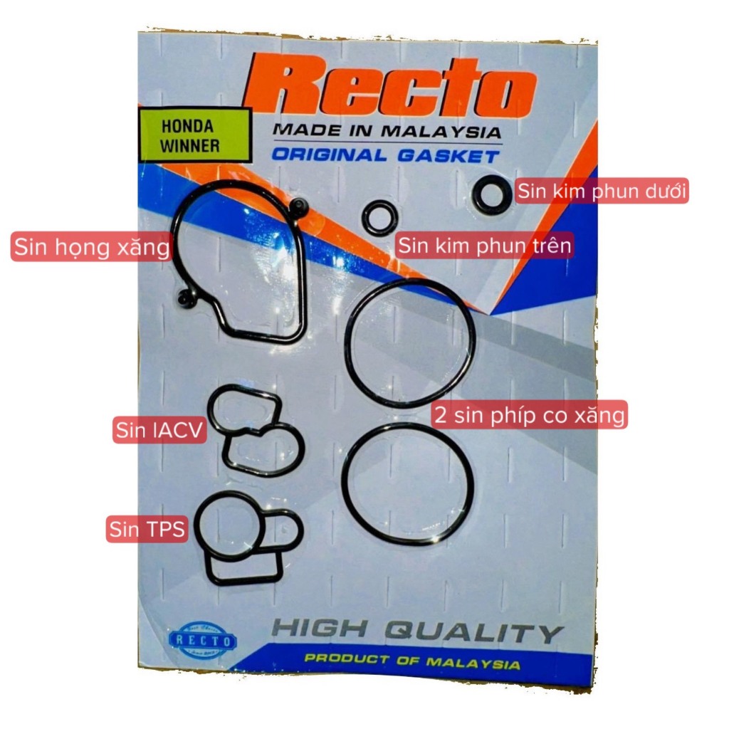 Bộ Sin Họng Xăng Kim Phun RECTO (Bộ 7 Ron Sim Phốt) dùng cho Winner Các ...