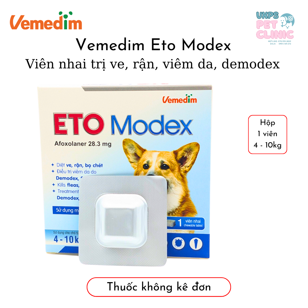 Vemedim Eto Modex Viên Nhai Diệt Ve, Rận, Viêm da Do Ký Sinh Trùng ...