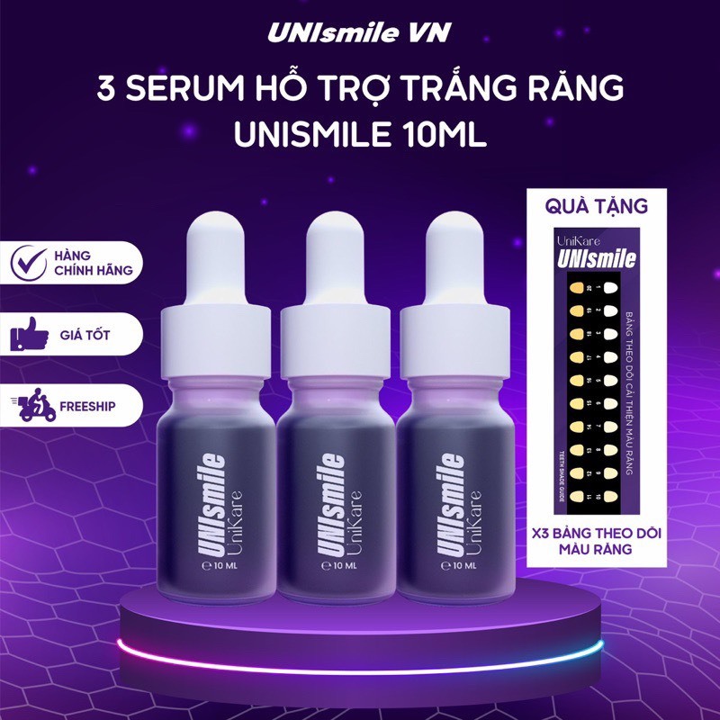 [Combo 3 Chai] Serum Trắng Răng UniSmile 10ml| Hỗ Trợ Cải Thiện Ố Vàng Mảng Bám Hôi Miệng ...